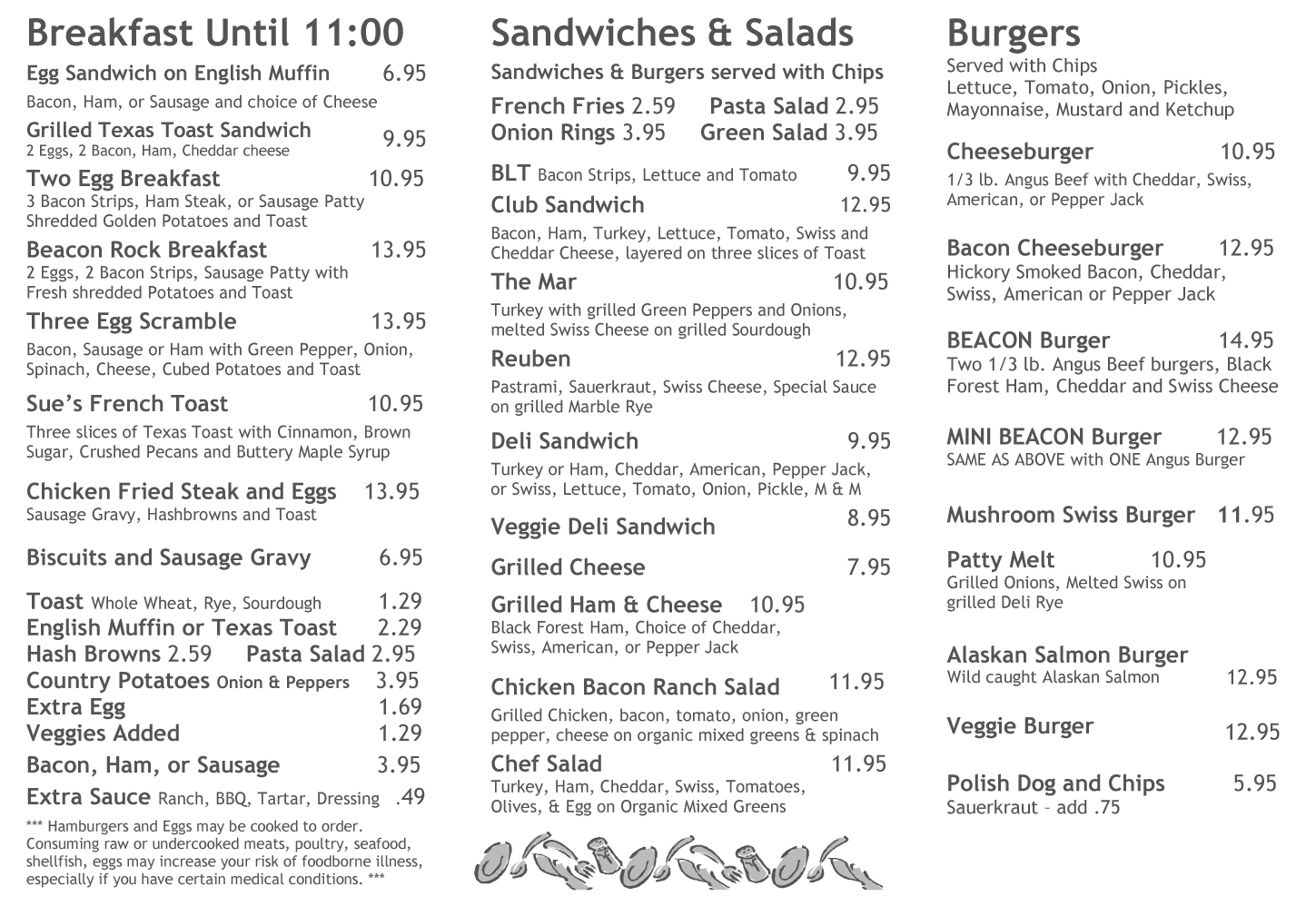 Grill Menu - Beacon Rock Golf Course